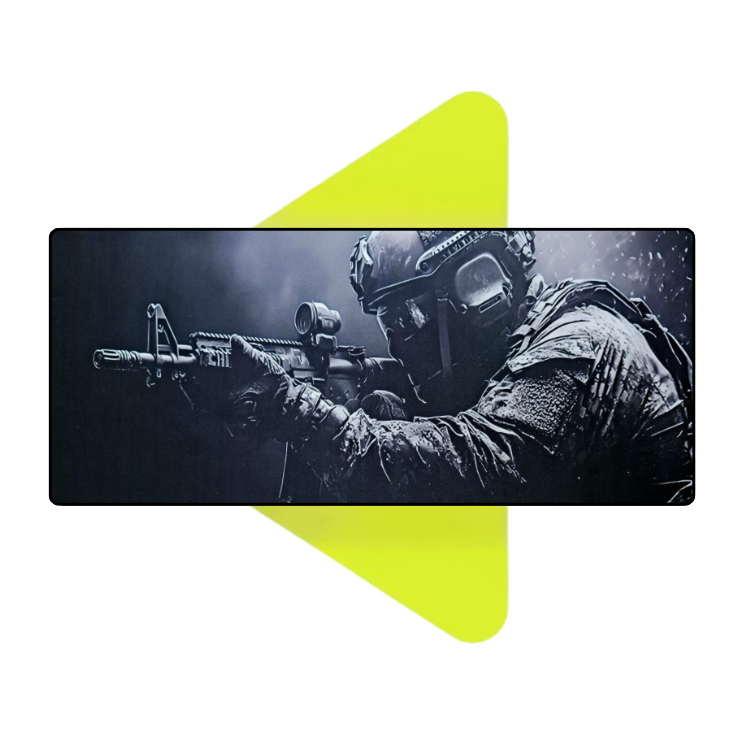 Mouse Pad Megarex Gamer Soldado 60x30x2mm speed Antiderrapante Borda C